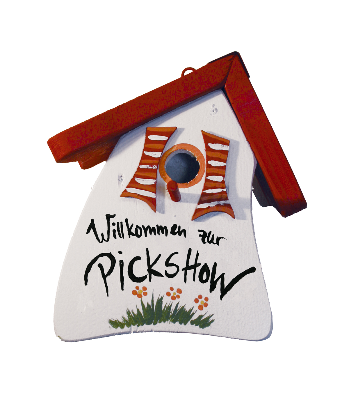 Nistkasten "Nistmini Willkommen zur Pickshow" weiß | Die Vogelvilla